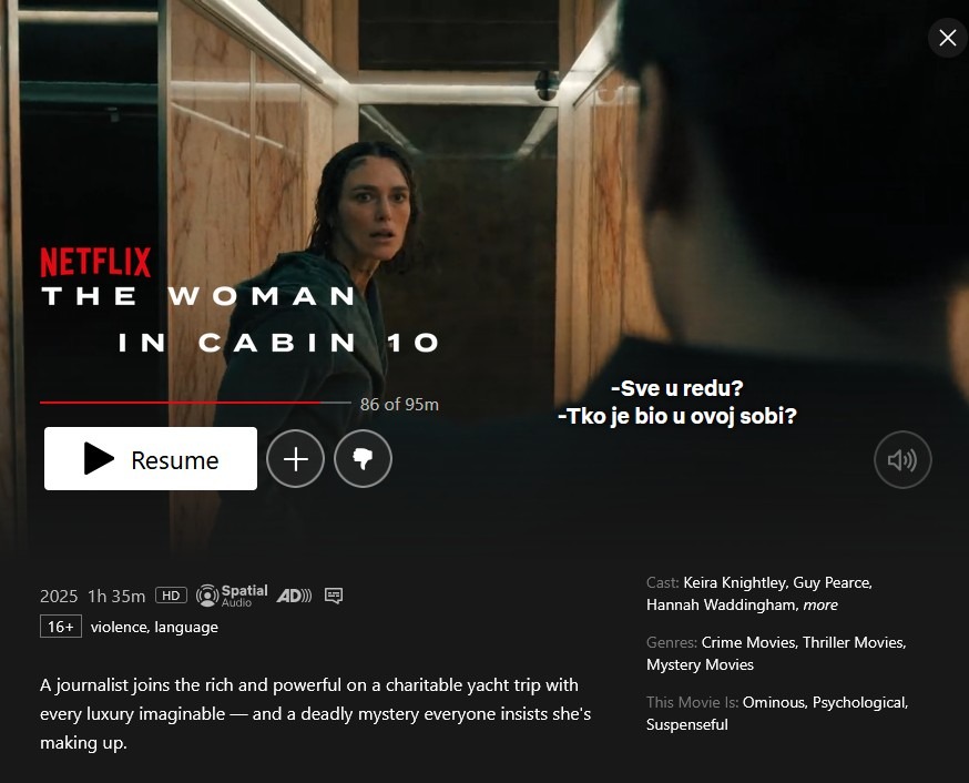 The Woman in Cabin 10 aka Žena u kabini 10 (2025) | Bozza Vampir iz Zemuna